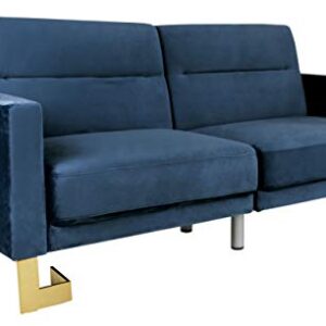 Safavieh Home Tribeca Glam Navy Velvet and Brass Foldable Sofa Bed