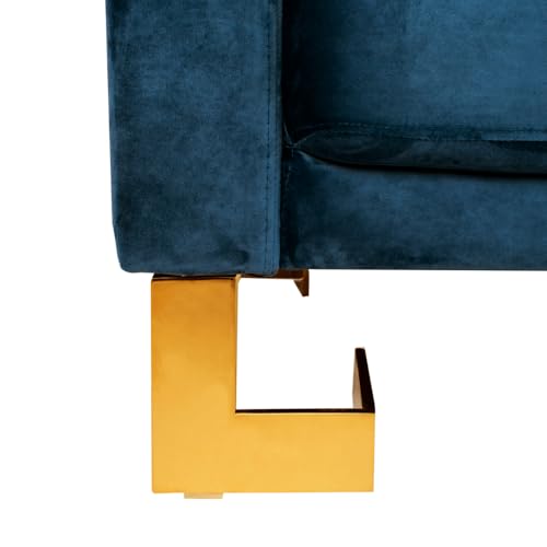 Safavieh Home Tribeca Glam Navy Velvet and Brass Foldable Sofa Bed