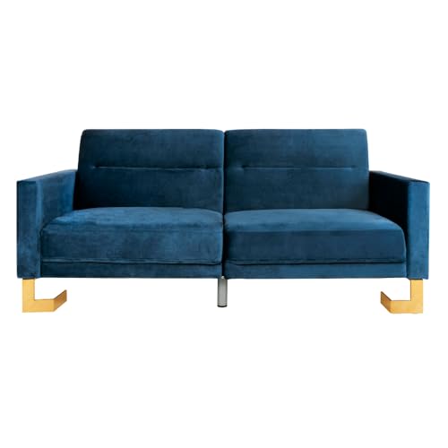 Safavieh Home Tribeca Glam Navy Velvet and Brass Foldable Sofa Bed