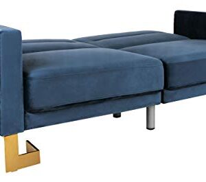 Safavieh Home Tribeca Glam Navy Velvet and Brass Foldable Sofa Bed