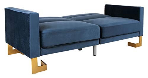 Safavieh Home Tribeca Glam Navy Velvet and Brass Foldable Sofa Bed