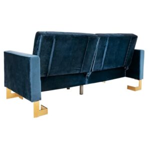 Safavieh Home Tribeca Glam Navy Velvet and Brass Foldable Sofa Bed