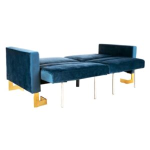 Safavieh Home Tribeca Glam Navy Velvet and Brass Foldable Sofa Bed