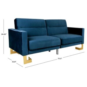 Safavieh Home Tribeca Glam Navy Velvet and Brass Foldable Sofa Bed