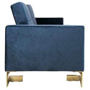 Safavieh Home Tribeca Glam Navy Velvet and Brass Foldable Sofa Bed