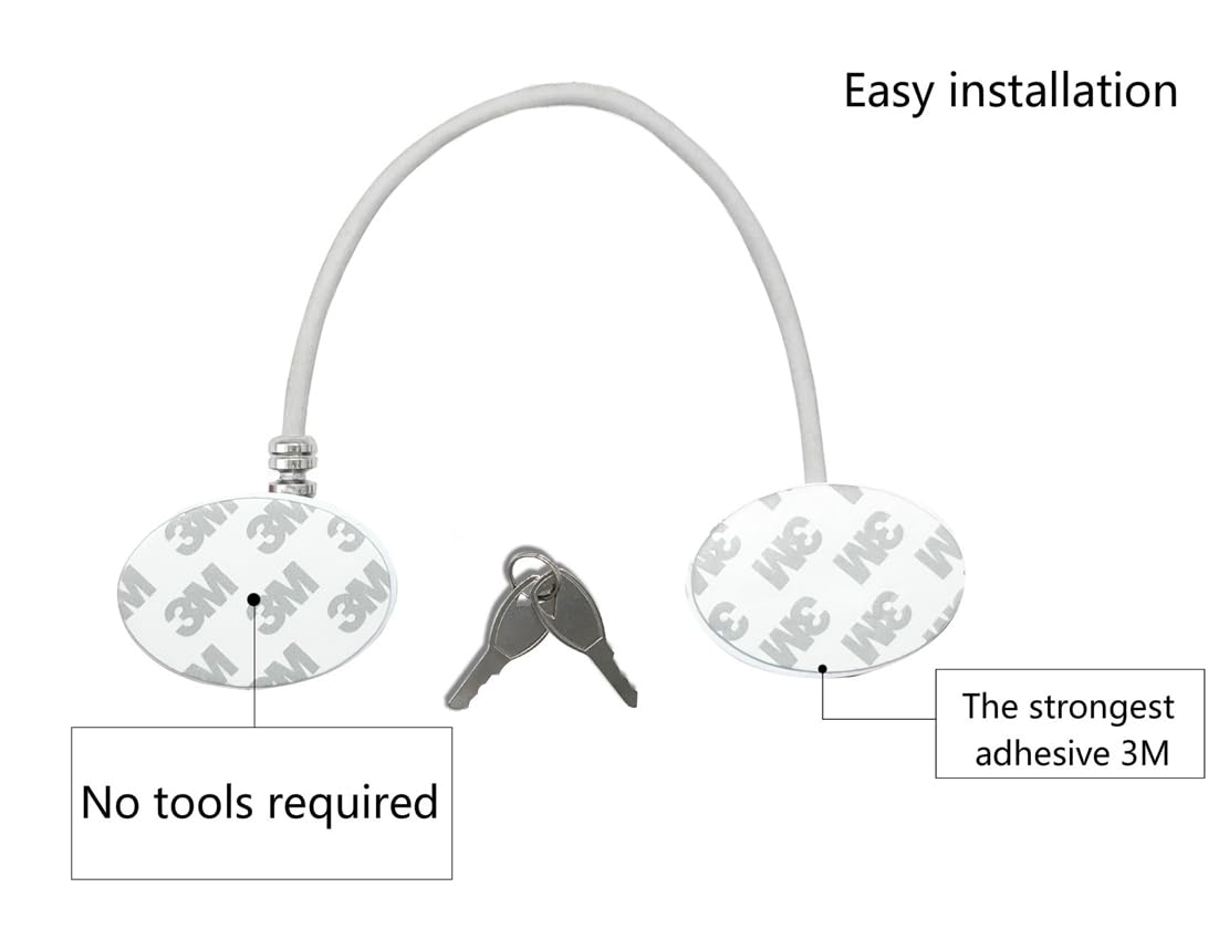 2 Pack Refrigerator Door Locks，Freezer Door Locks，File Drawer Cabinet Locks by REZIPO White with 4 keys