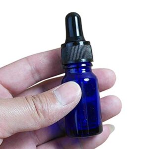 ericotry 6 Pcs Cobalt Blue 0.5 oz / 15 ml Glass Round Dropper Bottles With Glass Droppers Empty Refillable Essential Oil Perfume Aromatherapy Vial Pot Liquid Containers Jars