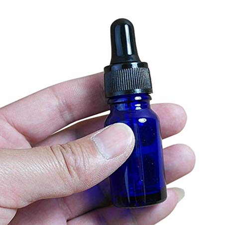 ericotry 6 Pcs Cobalt Blue 0.5 oz / 15 ml Glass Round Dropper Bottles With Glass Droppers Empty Refillable Essential Oil Perfume Aromatherapy Vial Pot Liquid Containers Jars