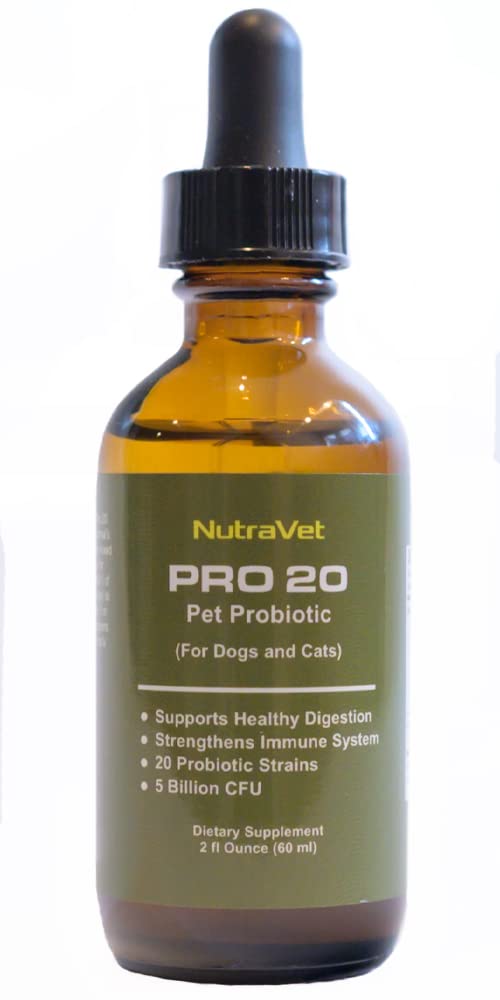 Probiotics for Dogs and Cat Probiotics - 120 servings (1/2ml). 100% Natural Digestive Enzymes for Gas Relief and Healthy Digestion. Prebiotics via Liquid Vitamins for Constipation & Leaky Gut