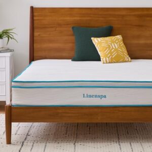 linenspa 10 inch memory foam and spring hybrid mattress - medium feel - bed in a box - quality comfort and adaptive support - breathable - cooling - perfect for a guest bedroom - twin size