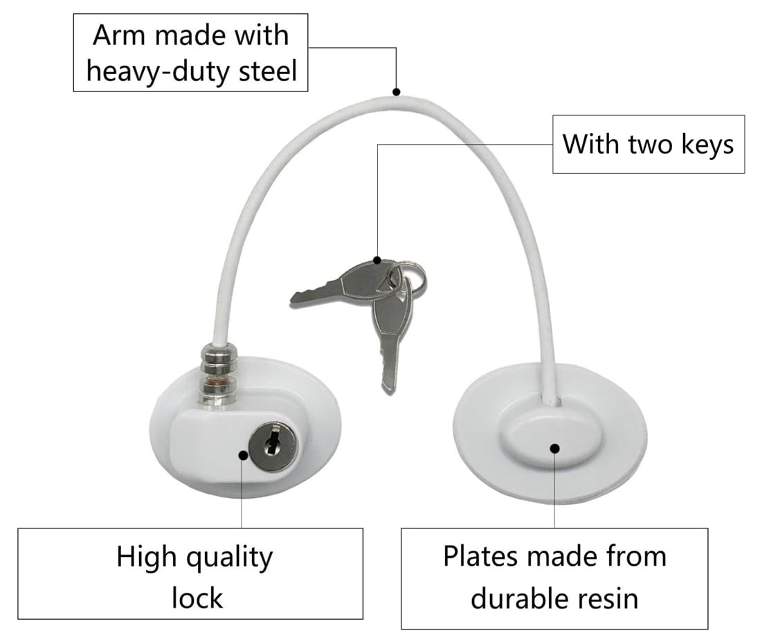 2 Pack Refrigerator Door Locks，Freezer Door Locks，File Drawer Cabinet Locks by REZIPO White with 4 keys