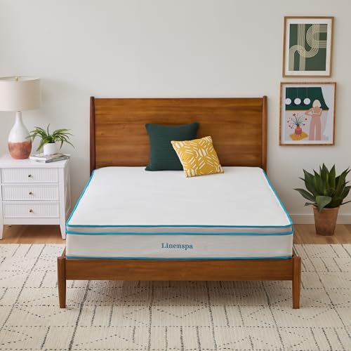 Linenspa 10 Inch Memory Foam and Spring Hybrid Mattress - Medium Feel - Bed in a Box - Quality Comfort and Adaptive Support - Breathable - Cooling - Perfect for a Guest Bedroom - Twin Size