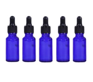 ericotry 6 pcs cobalt blue 0.5 oz / 15 ml glass round dropper bottles with glass droppers empty refillable essential oil perfume aromatherapy vial pot liquid containers jars