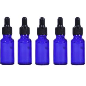 ericotry 6 Pcs Cobalt Blue 0.5 oz / 15 ml Glass Round Dropper Bottles With Glass Droppers Empty Refillable Essential Oil Perfume Aromatherapy Vial Pot Liquid Containers Jars