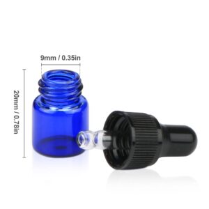 Cobalt Blue Glass Dropper For Essential Oils,1ml(1/4 Dram) Pack of 100,Glass Sample Bottle With Glass Eye Dropper Dispenser,Empty Glass Tube Vials Aromatherapy Container-Pipette&Funnel Included