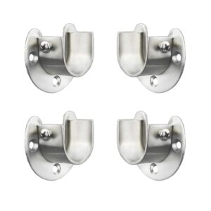 fytrondy stainless steel wardrobe closet rod bracket, u-shaped open type socket bracket, shower curtain rod pole end supports sockets flange (1-1/4 inch, 4 pack)