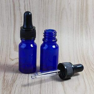 ericotry 6 Pcs Cobalt Blue 0.5 oz / 15 ml Glass Round Dropper Bottles With Glass Droppers Empty Refillable Essential Oil Perfume Aromatherapy Vial Pot Liquid Containers Jars