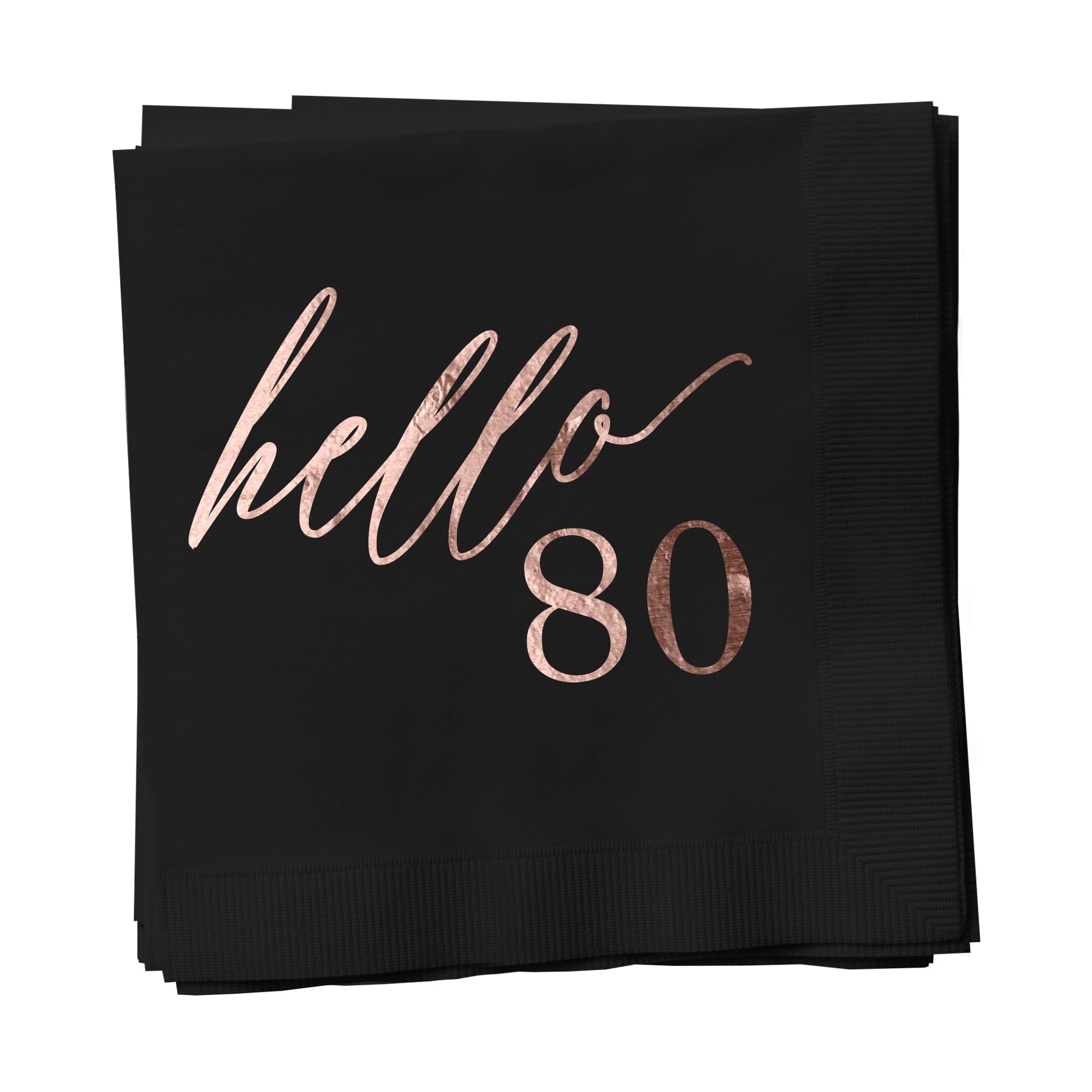 Birthday Black Beverage Cocktail Party Napkins 25 Pack with Rose Gold Foil Printing 4.75 x 4.75 Paper Frenzy, Hello 30