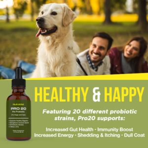 Probiotics for Dogs and Cat Probiotics - 120 servings (1/2ml). 100% Natural Digestive Enzymes for Gas Relief and Healthy Digestion. Prebiotics via Liquid Vitamins for Constipation & Leaky Gut