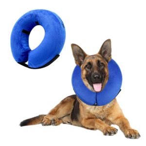 vst comfortable inflatable cone collar for dogs,adjustable soft pet recovery collar prevent pets from touching biting scratching at injuries wounds (l)