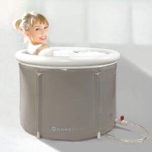 portable bathtub (small) by homefilos, ice bath and cold plunge for athletes, inflatable adult size japanese soaking hot tub for shower stall