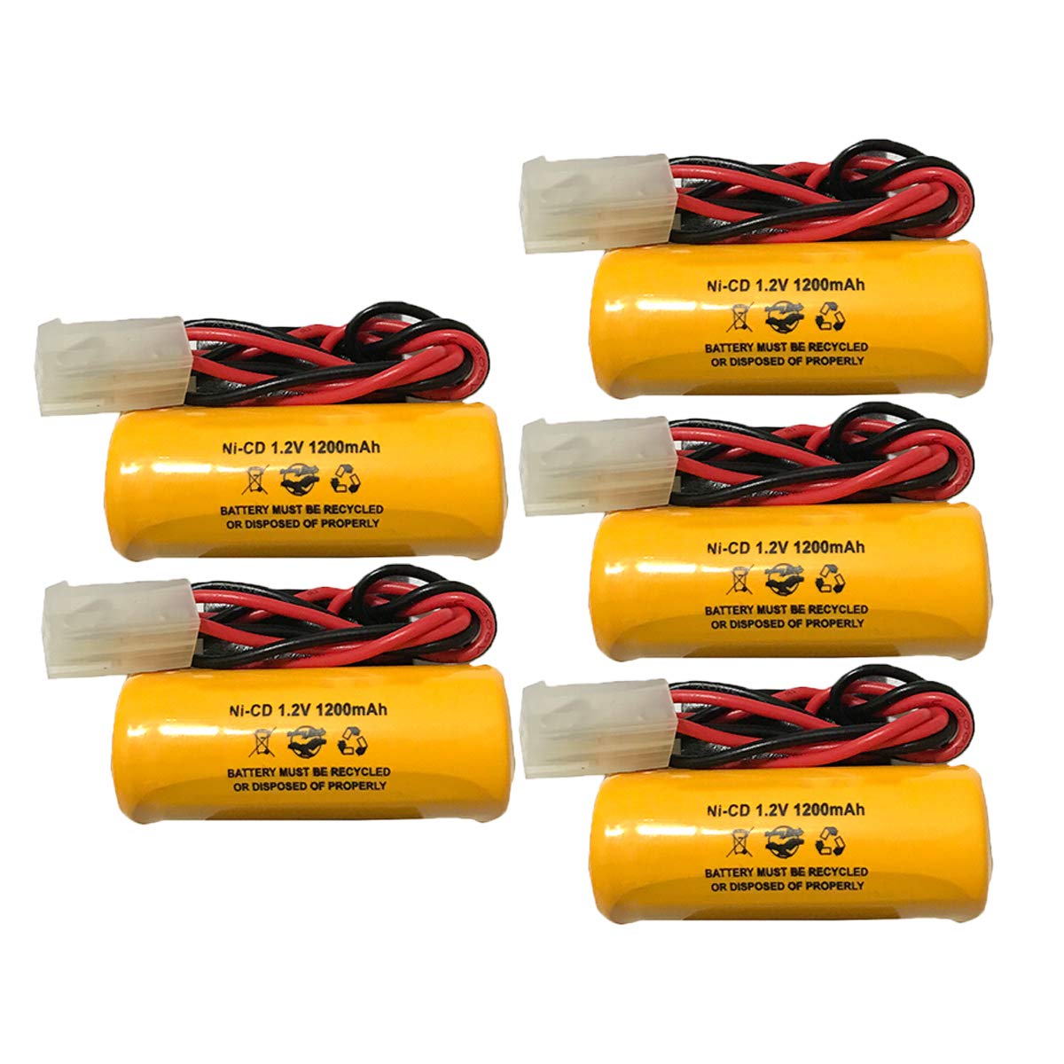 (5 Pack) ELB0300 ELB-0300 Exit Light Battery ELB1P201N1 ELB-1P201N1 1.2v 1200mAh Ni-CD Battery Pack Replacement for Exit Sign Emergency Light