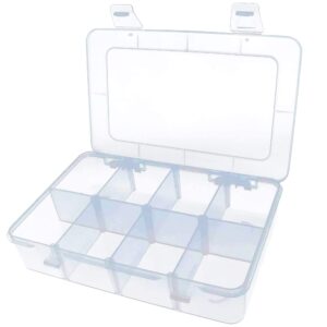 xiaoyztan 8-grid snack box container with removable dividers plastic organizer box for candies snacks electronics jewelry small parts (7.3in x 4.9in)