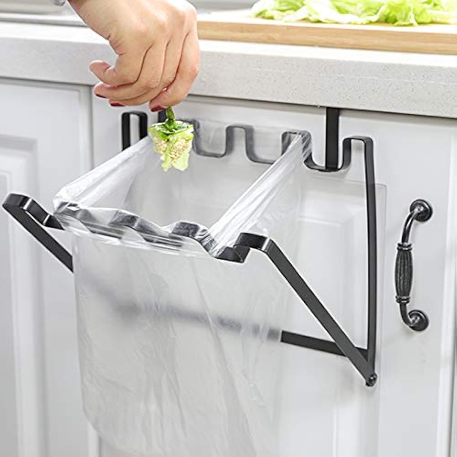 DT Hanging Trash Garbage Bag Holder for Kitchen Cupboard Fit for Different Size Plastic Bag