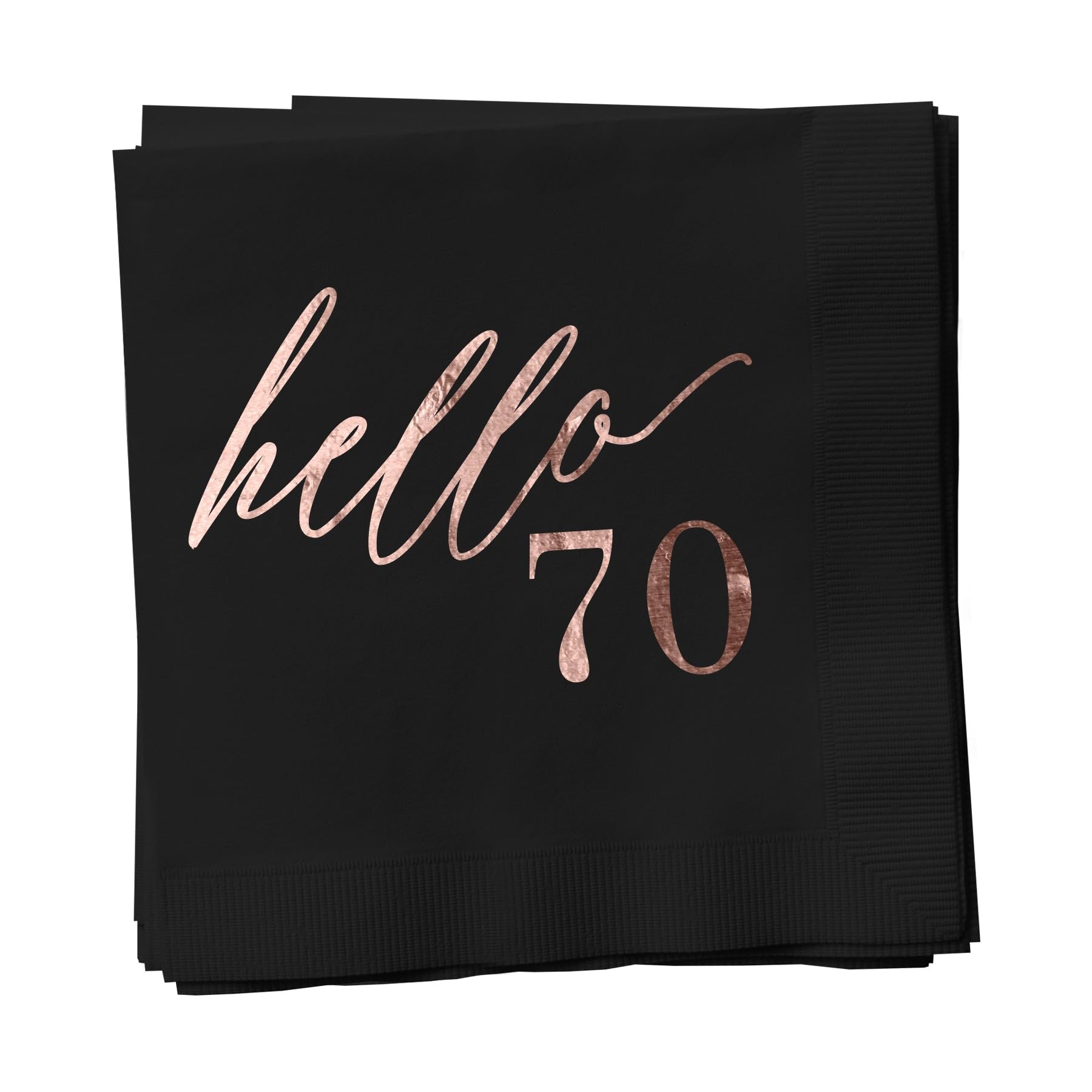 Birthday Black Beverage Cocktail Party Napkins 25 Pack with Rose Gold Foil Printing 4.75 x 4.75 Paper Frenzy, Hello 30