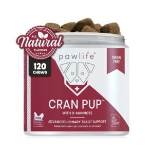 pawlife cranberry supplements for dogs| urinary tract & bladder support| d mannose & antioxidants for support| 120 veterinarian formulated soft chews| up to 4-month supply