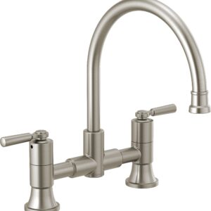 Peerless Delta Faucet P2923LF-SS Westchester Bridge Kitchen Faucet Two Handle, Stainless