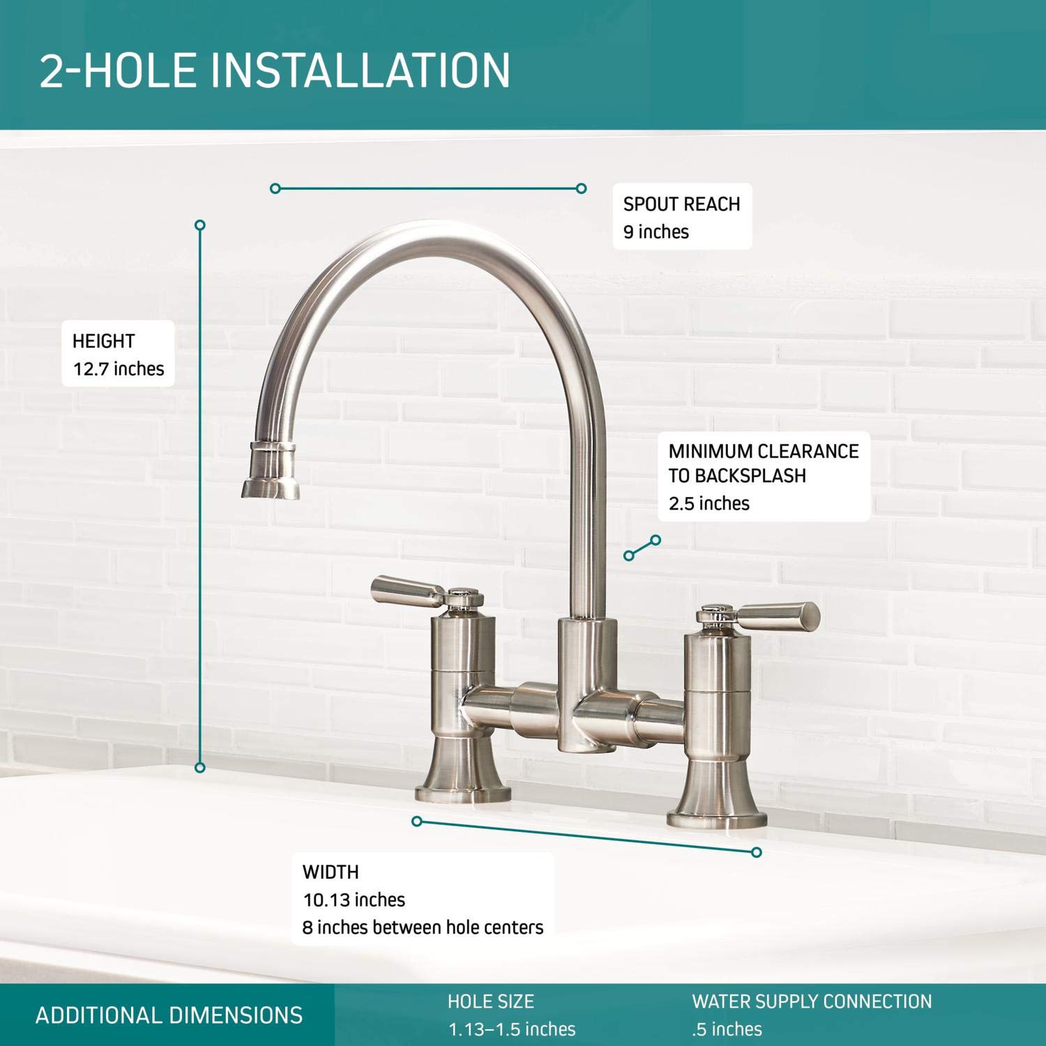 Peerless Delta Faucet P2923LF-SS Westchester Bridge Kitchen Faucet Two Handle, Stainless