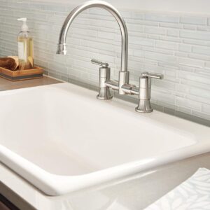 Peerless Delta Faucet P2923LF-SS Westchester Bridge Kitchen Faucet Two Handle, Stainless