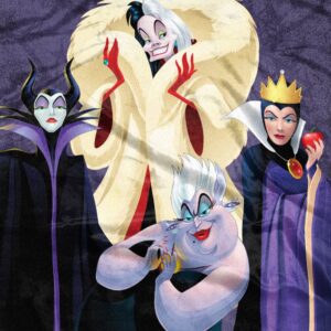 Disney Villains Am I Evil Maleficent Ursula Cruella Deville Evil Queen Silk Touch Throw Blanket 50" x60" (127cm x 152cm)