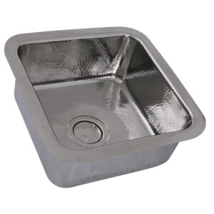 nantucket sinks sqrs-7 16.5" square hammered stainless bar sink in polished