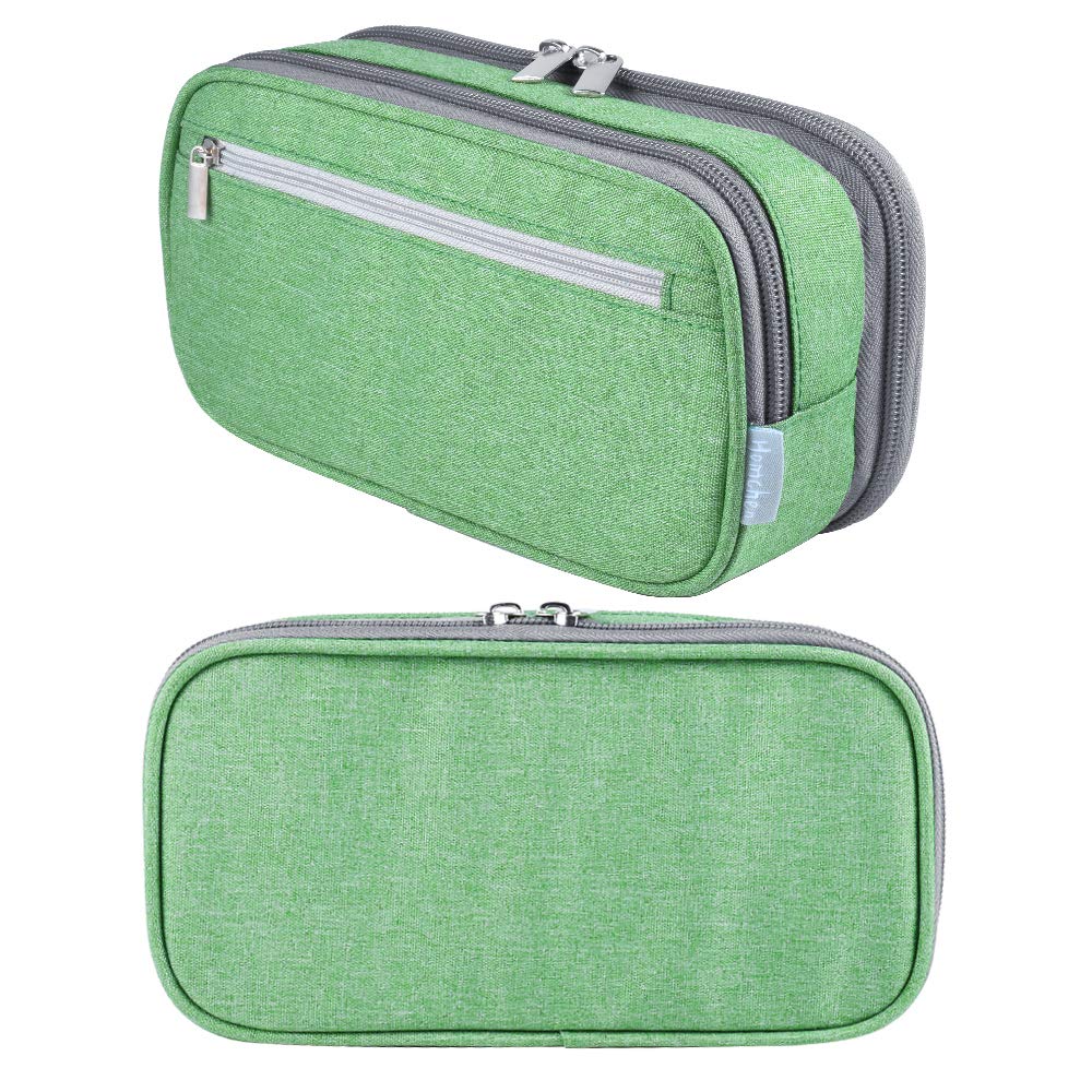 YONZONE Big Pencil Case Large Capacity Pencil Bag Pouch Pencil Pen Case Holder Marker with 3 Compartments for Office Desk Supplies Organizer Storage Makeup Bag, Green