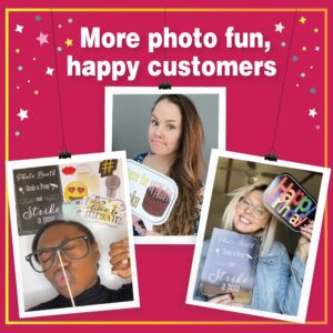 Birthday Photo Booth Props - 41-pc Photo Prop Kit with 8 x 10-Inch Sign, 60 Adhesive Pads, 45 Sticks - Birthday Photo Props - Birthday Props for Photo Booth