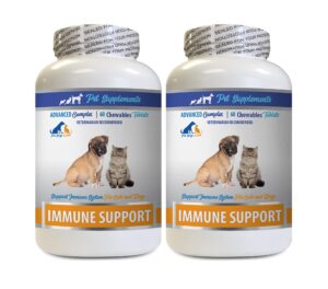 cat skin and coat - pet immune support - dogs and cats - vets choice - chews - turmeric cats - 2 bottles (120 treats)