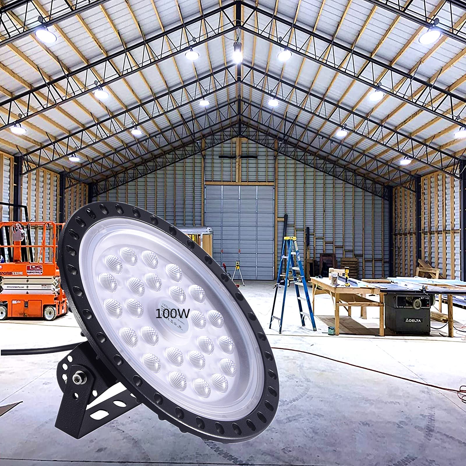 UFO LED High Bay Lights 100W 5 Pack,Super Bright 10000LM High Bay LED Shop Lights,6500K Daylight High Bay LED Lights,Waterproof High Bay Lighting,LED High Bay Light for Factory Warehouse Workshop