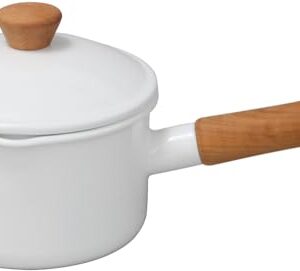 Nodahoro CL-14NW Saucepan, 5.5 inches (14 cm), Enameled Gas Fire/Induction Compatible, Single Handled Pot, Made in Japan