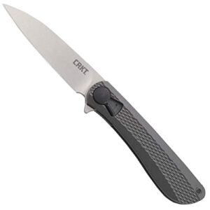 crkt slacker edc folding pocket knife: take apart field strip, satin drop point blade, flipper open, liner lock, aluminum handle, deep carry pocket clip k350kxp