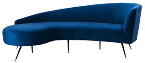 safavieh couture home evangeline modern glam navy velvet and black parisian sofa