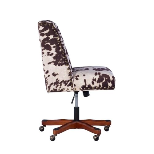 Riverbay Furniture Transitional Fabric Office Chair with Casters in Brown/Walnut