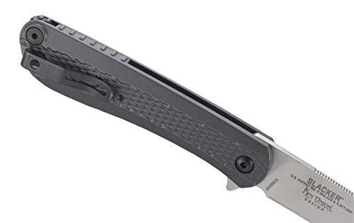 CRKT Slacker EDC Folding Pocket Knife: Take Apart Field Strip, Satin Drop Point Blade, Flipper Open, Liner Lock, Aluminum Handle, Deep Carry Pocket Clip K350KXP