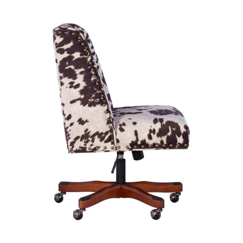 Riverbay Furniture Transitional Fabric Office Chair with Casters in Brown/Walnut