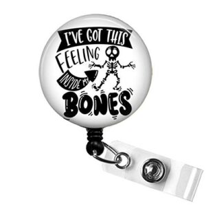 orthopedic x-ray retractable id name badge holder, i've got this feeling inside my bones radiology imaging x-ray tech badge reel gift, radiology imaging nurse week badge clip