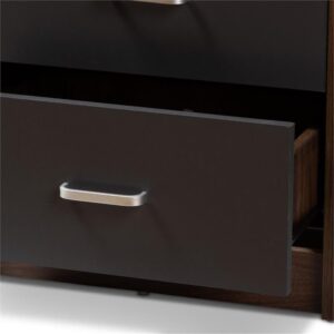 Baxton Studio Hansel Modern and Contemporary 2-Drawer Dark Brown and Dark Grey Finished Nightstand