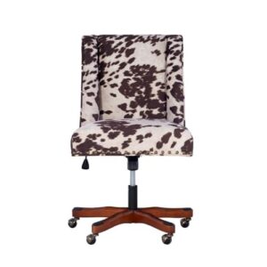 Riverbay Furniture Transitional Fabric Office Chair with Casters in Brown/Walnut