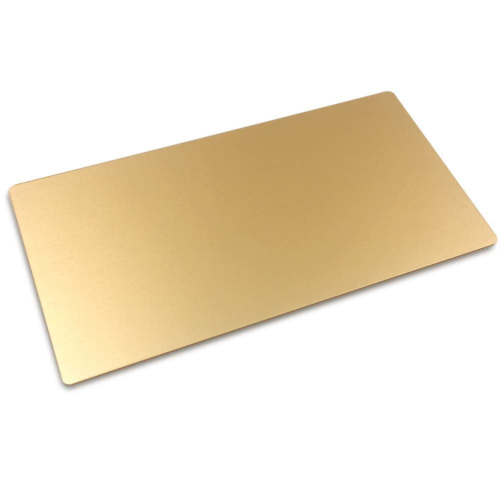 Ebamaz Anodized Aluminium Laser Engraved Mount Metal Plate Etching Sheets 100X50mm Round Corner with Adhesive(Golden,Blank,10PCS)