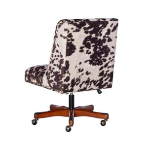 Riverbay Furniture Transitional Fabric Office Chair with Casters in Brown/Walnut